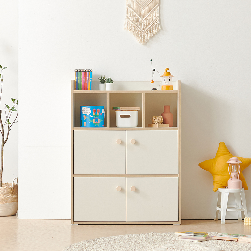 [퍼닉에스엠] 레아 모듈 3단 800 수납책장 4도어 - DOTI : 인테리어 전문 종합쇼핑몰