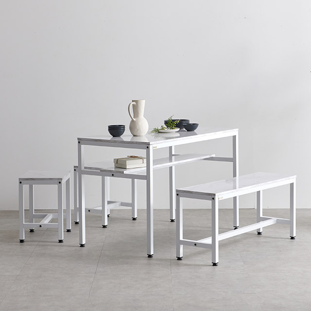 [히트가구] G8173 스틸 식탁 벤치의자 세트 2colors - DOTI 갓생을 위한 올인원 스토어