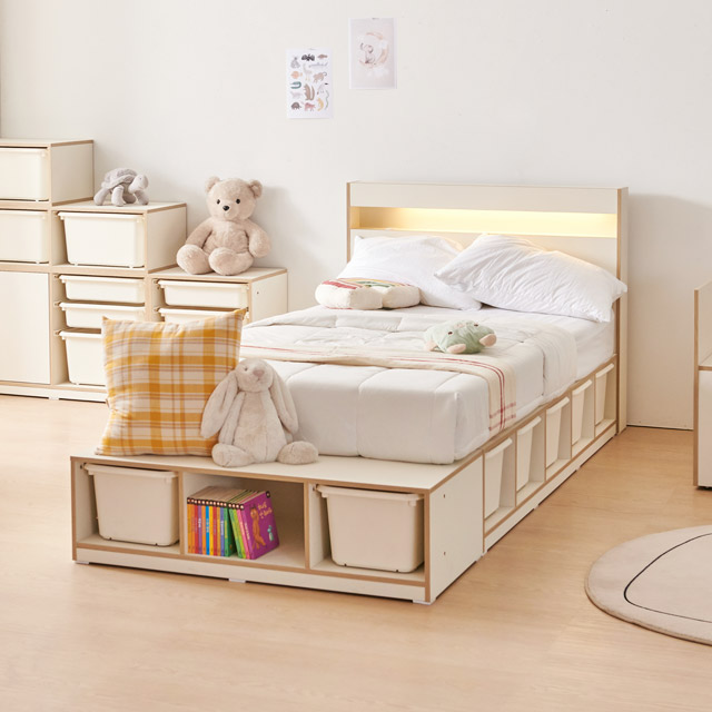 [히트가구] C3930 LED 모듈 발판 수납침대 A형 SS - DOTI 갓생을 위한 올인원 스토어