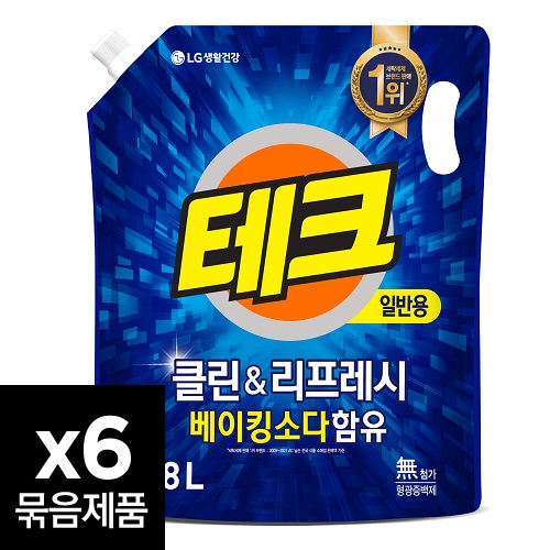 테크 클린앤리프레쉬 액체세제 일반 리필 1.8L X 6개 - CJ프레시마켓